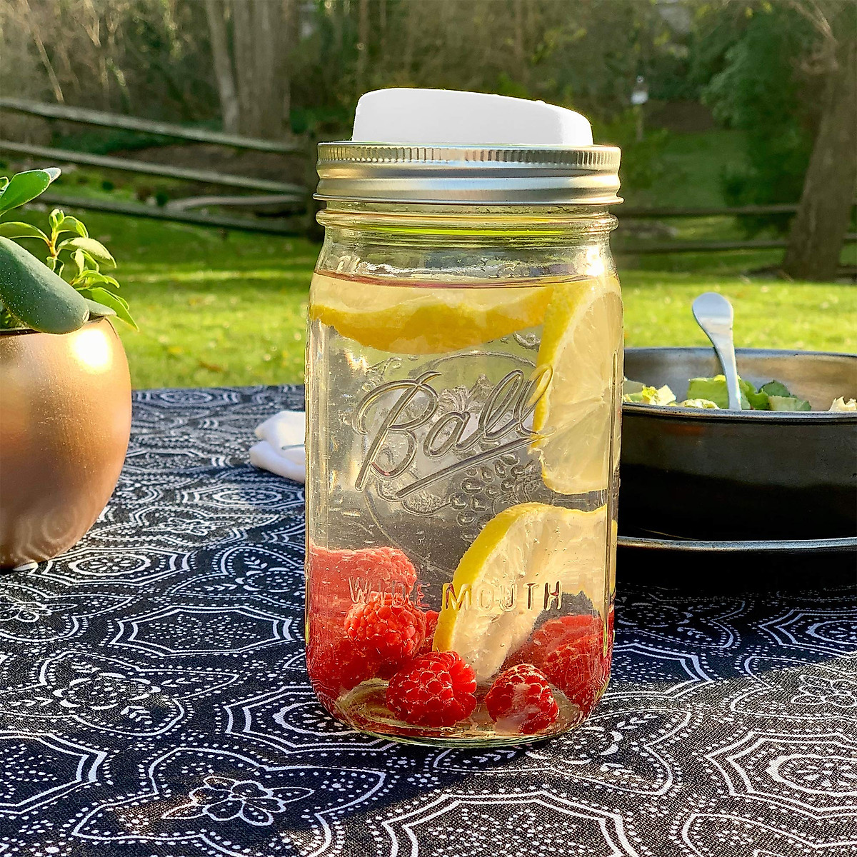 Jarware Translucent 82673 Wide Mouth Drink Lid, Set of 4, Without Straws