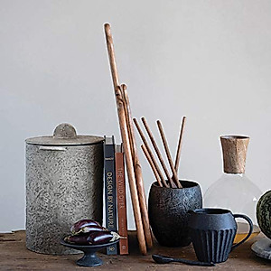 Creative Co-Op 14 oz. Stoneware, Reactive Glaze, Matte Black Finish Pitcher, 4.5"