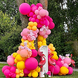 Hot Pink Yellow Balloons Garland Kit - Mustard Yellow Pink Balloon Latex Pastel Balloons Arch For Baby Shower Princess Bridal Shower Birthday Party Decorations