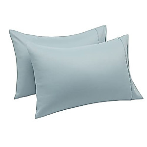 Amazon Basics Standard Pillow Cases Set of 2 - Lightweight, Super Soft Easy Care Microfiber, Spa Blue, 30" L x 20" W, Pillows Not Included