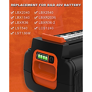 Bakipante 40V 3.0Ah Battery Replacement for Black and Decker 40 Volt Lithium Battery LBX2040 LBXR36 LBXR2036 LST540 LCS1240 LBX1540 LST136W for Black+Decker 40V Lithium Battery