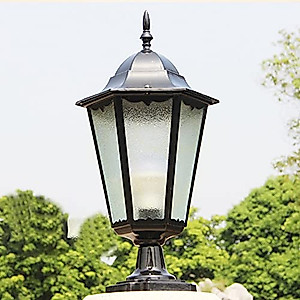 Retro Post Light Aluminum Garden Pillar Lamp Outdoor Lighting Column Lamp Waterproof IP65 Street Light Glass Lantern Gate Stigma Light Courtyard Landscape Light Fence Lawn Porch Deck Garage