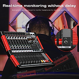 BOMGE X-8 Professional 8 Channel Audio Mixer Sound Board Mixing Console 8 Mic/Line Input Interface USB/MP3/Bluetooth Input 48V Phantom Power 24 FX DSP For PC, Studio Recording, Live Performance