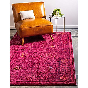 Rugs.com Fleur Collection Rug – 4' x 6' Red Medium-Pile Rug Perfect for Entryways, Kitchens, Breakfast Nooks, Accent Pieces