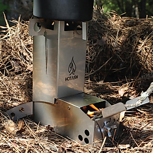 Hot Ash Mini Wood Burning Titanium and Aluminum Rocket Stove - Compact 1lb Stove for Outdoor Cooking, Camping, and More