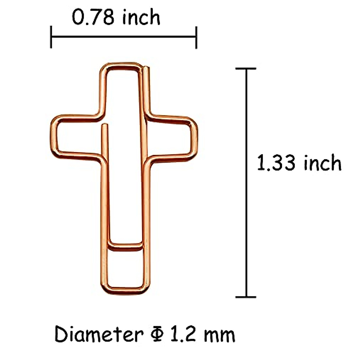 HiQin 50 PCS Rose Gold Paper Clips Cross Shape, Bible Accessories, Christian Bookmark Gifts for Women Men Coworkers Teachers