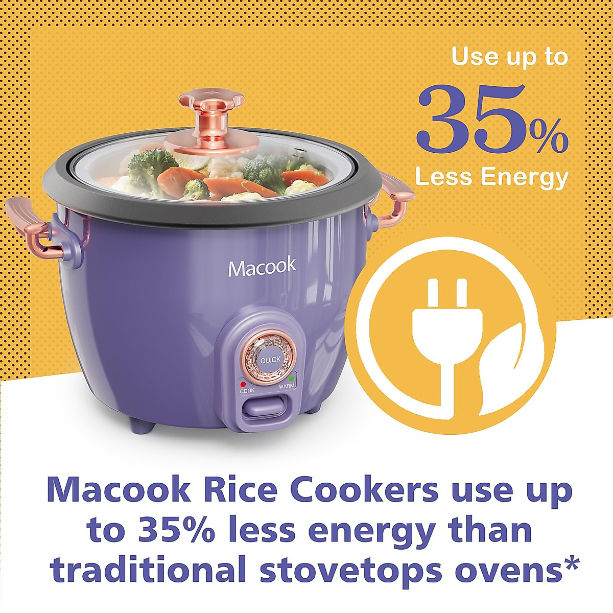 Macook Rice Cooker Small with Food Steamer, Rice Cooker 4 Cups Uncooked (8 Cups Cooked), 2.0L Portable Non-Stick Small Travel Rice Cooker, Two Cooking Mode Setting, Slow Cook Mode