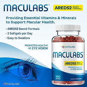 OjosLabs Eye Vitamins - AREDS 2 Based Formula - Eye Vitamin with Lutein & Zeaxanthin for Macular Health - Vision Supplements for Adults - 180 Softgels Support & Care for Eyes - Made in USA