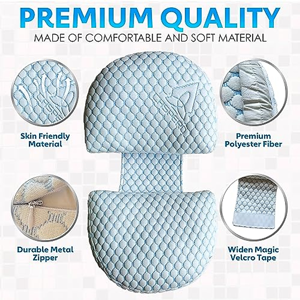 CASPERO Maternity Wedge Pillow for Pregnant Women - Soft Body Pillow for Side Sleepers, Support for Back, Belly, Hips, Neck with Detachable Adjustable Pillow Cover - Travel Friendly & Machine Washable