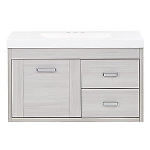 Spring Mill Cabinets Marlowe Bathroom Vanity with Sink, 36.5" W x 18.75" D x 22.5" H, Elm Sky
