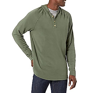 Velvet by Graham & Spencer Men's Cameron Luxe Fleece Long Sleeve Hoodie, Locust, L
