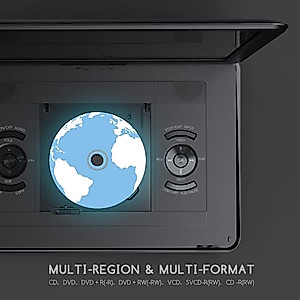 COOAU 17.9” Portable DVD Player with 15.6" HD Large Screen, Kids DVD Player with 6 Hrs Rechargeable Battery, Regions Free, High Volume Stereo Speakers, Support AV in&Out/USB/SD Card (Black)