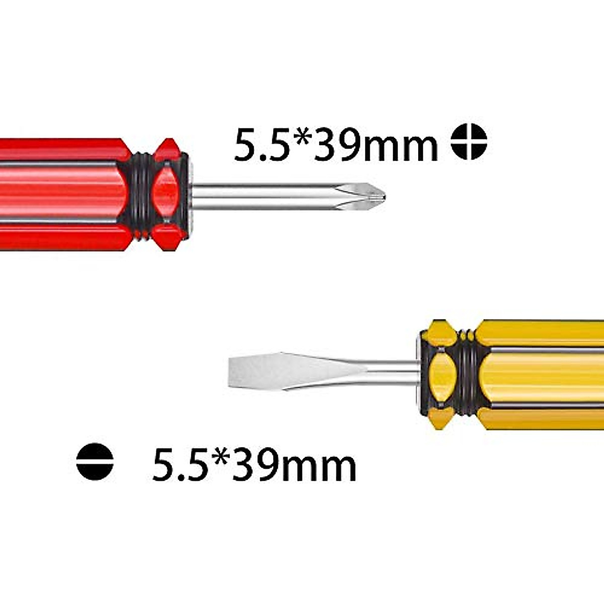 Buspoll short screwdriver set two-color small handle stubby screwdriver Phillips screwdriver and flat head screwdriver