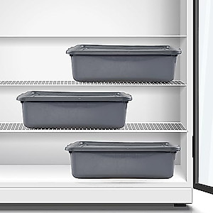 Esdiplot 13 L Commercial Bus Tub with Lid, Food Service Bus Tubs with Lids, Bus Box for Restaurant, Gray, 3 Pack