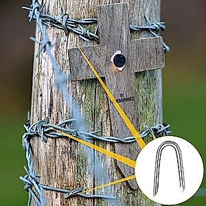 Therwen U Shaped Nails Wire Fence Staples Nails, 1 Inch Steel Fencing Spike, Galvanized U Shaped Fasteners Spike for Fixing Wire Woven and Mesh Fencing, Corrosion and Rust Resistant(500 Pcs)