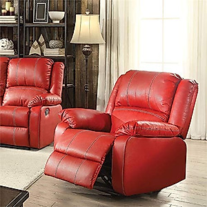 Acme Zuriel Rocker Recliner in Red PU