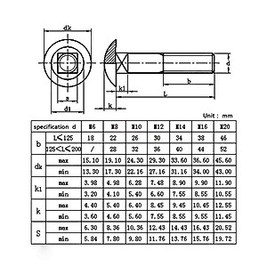 Ochoos M8 Carriage Bolts A2 Stainless Steel Round Head Square Neck Coach Bolt Screws - (Thread Diameter: M8, Length: 100mm x 5pcs)