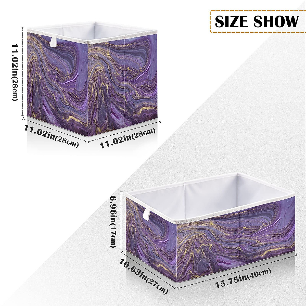 Kigai Purple Wave Foldable Storage Baskets 1 Pack Waterproof Storage Boxes For Shelves,Open Home Storage Bins For Closet Storage Toy Storage Clothing Storage Books Storage.
