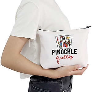 POFULL Pinochle Lover Gift Pinochle Queen Player Cosmetic Bags Pinochle Card Game Queen Gift (Pinochle Queen bag)