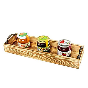 Strova Rectangular Wood Serving Tray with Handles – 16 Inch Long Narrow Tray for Serving Wine, Appetizers, Coffee, Condiments, Fruits, and More
