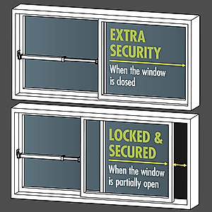 Ideal Security Window Security Bar with Childproof Lock, Adjustable Window Lock AC Units and Inside Security, Horizontal and Vertical Sliding Window Bar, White (15.7-26.75 Inches)