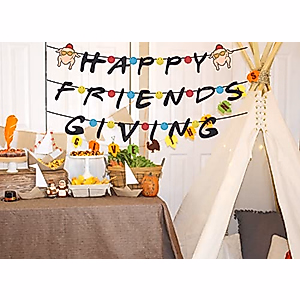 Friendsgiving Party Decorations, Happy Friendsgiving Banner, Thanksgiving Party Decorations, Thanksgiving Banner, Funny Thanksgiving Friendsgiving Supplies for Party Home Office Mantel, Pre-assembled