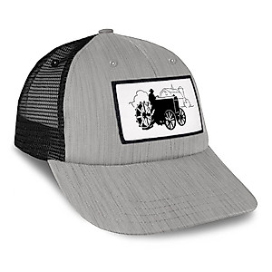 Patch Hat Trucker Baseball Cap Tractor Vintage Look Home & Hearth Tractors & Wagons Tractors & Wagons Farm Equipment Cotton Trailers Dad Hat for Men & Women Heather Gray Black Rectangle Patch