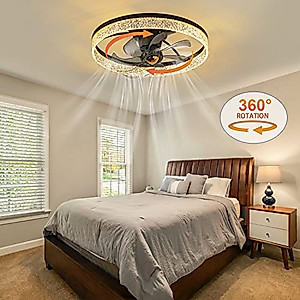 REDSTAR 20" Modern Ceiling Fan with Light, 360° Rotatable, Stepless Adjustable Temp and Brightness, Ceiling Lights with Fan Remote Control