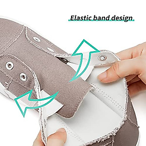 Women's Slip on Shoes Non Slip Canvas Shoes Fashion Canvas Sneakers Low Top Casual Shoes（Grey-US9）