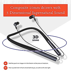 Santana SUENOS by Carlos Santana Wireless Earbuds with Patented 3D Supernatural Sound, 9H Battery, Bluetooth Headphones, Built in Mic, Integrated Remote, Silicone Neckband, Magnetic Earbuds