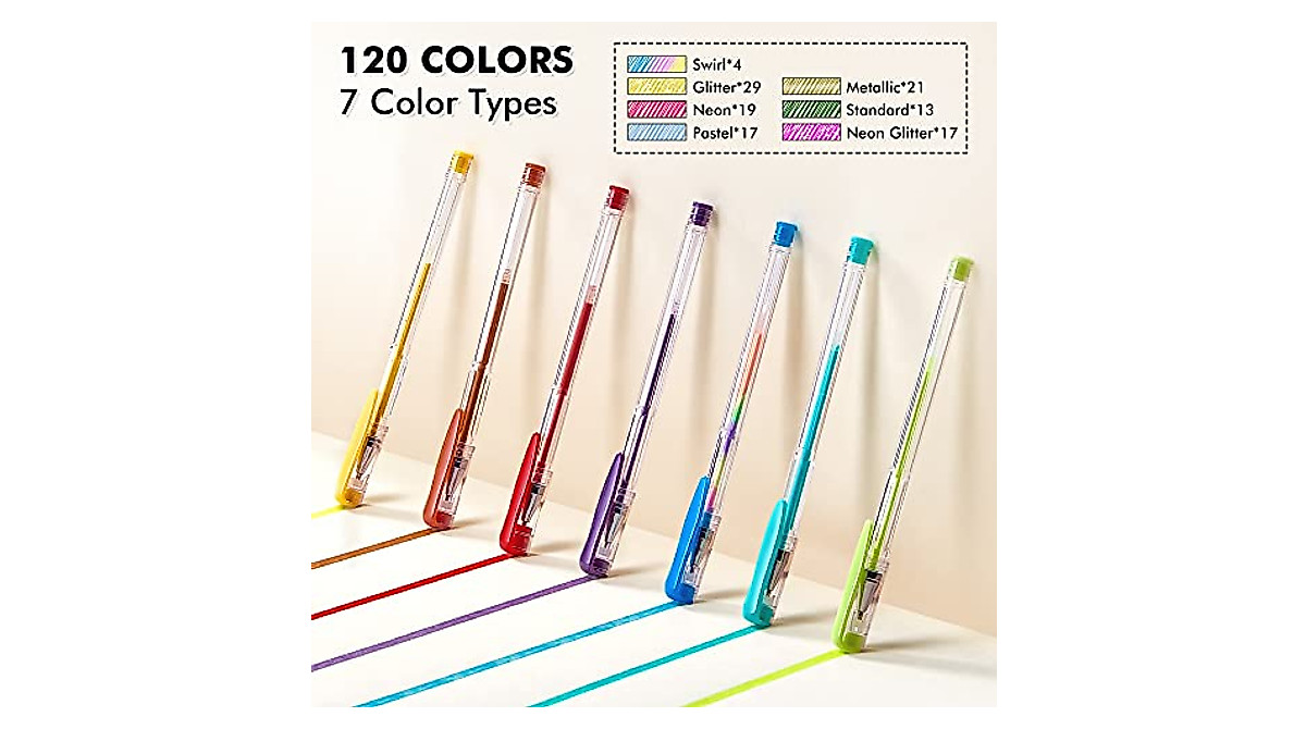 Shuttle Art 120 Unique Gel Pens Set for Coloring Fun
