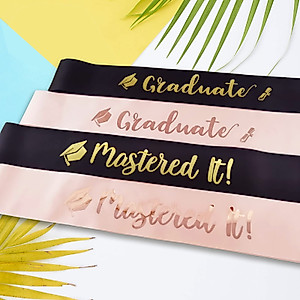 MUMUNN Mastered it Sash for Congrats Grad, Class of 2024 Finally Graduated Cheerleader Senior Graduated Sash for Graduation Party Supplies Favors, Black Gold