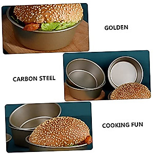 BAFAFA 2pcs Burger Mold Molde Para Pastel Pizza Oven for Home Toaster Oven Pans Round Cake Tin Steel Baking Pan Loaf Tin Ovenware Mold DIY Mold Meatloaf Breads Molds Golden Household Tray Pan
