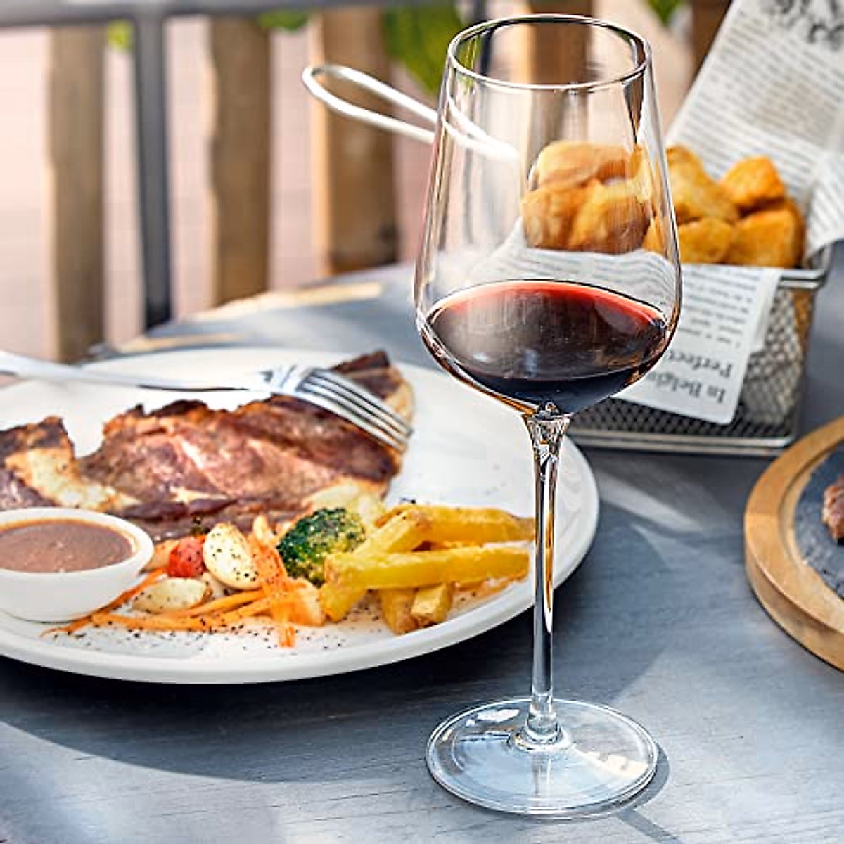 AILTEC Wine Glasses Set of 6, Crystal Glass with Stem for Drinking Red/White/Cabernet Wine as Gifts Sets, Clear Lead-Free Premium Blown Glassware (19oz,6 pack)