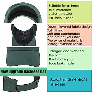 AICILY 2 Pack Backless Cap for Women Natural Curly Hair Hat Baseball Cap Afro Puff Ponytail Hat (Black＆Green)