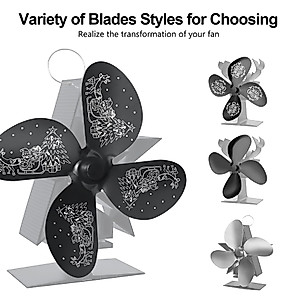CONBOLA Heat Powered Wood Stove Fan Blade,Replacable Fireplace Fan Blades,Made of Aluminum Material Increases 80% More Warm Air Efficient Heat Distribution,Silent Operation .(TREE)