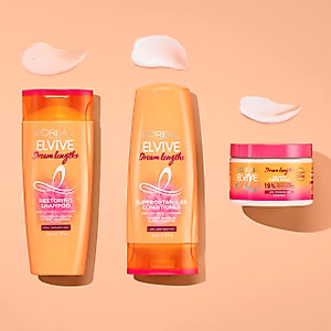 L'Oreal Paris Elvive Dream Lengths Savior Fiber Hair Mask with Collagen Peptides Concentrate to Revive and Restore, 3 Min Hair Treatment Formula, 12 Fl Oz