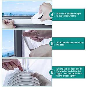 Brosyda Portable AC Window Kit, Air Conditioner Window Vent Kit, 9.8"(W) x 40"~63"(L) Adjustable,Waterproof No Drilling, Easy to Install Window Seal for Portable AC Unit