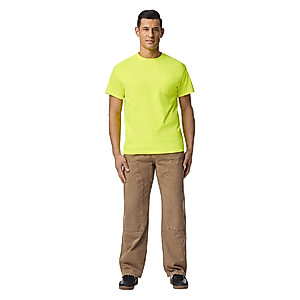 Gildan mens Dryblend Workwear T-shirts With Pocket, 2-pack T Shirt, Safety Green, 3X-Large US