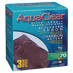 AquaClear 70 Filter Media for Aquariums up to 70 Gallons, 3-Pack Activated Carbon Inserts and 3-Pack Foam Inserts, Replacement Filter Media