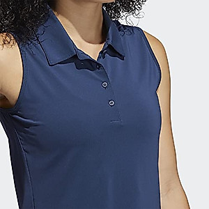adidas Golf Women's Ultimate365 Primegreen Sleeveless Polo Shirt, Navy, Small
