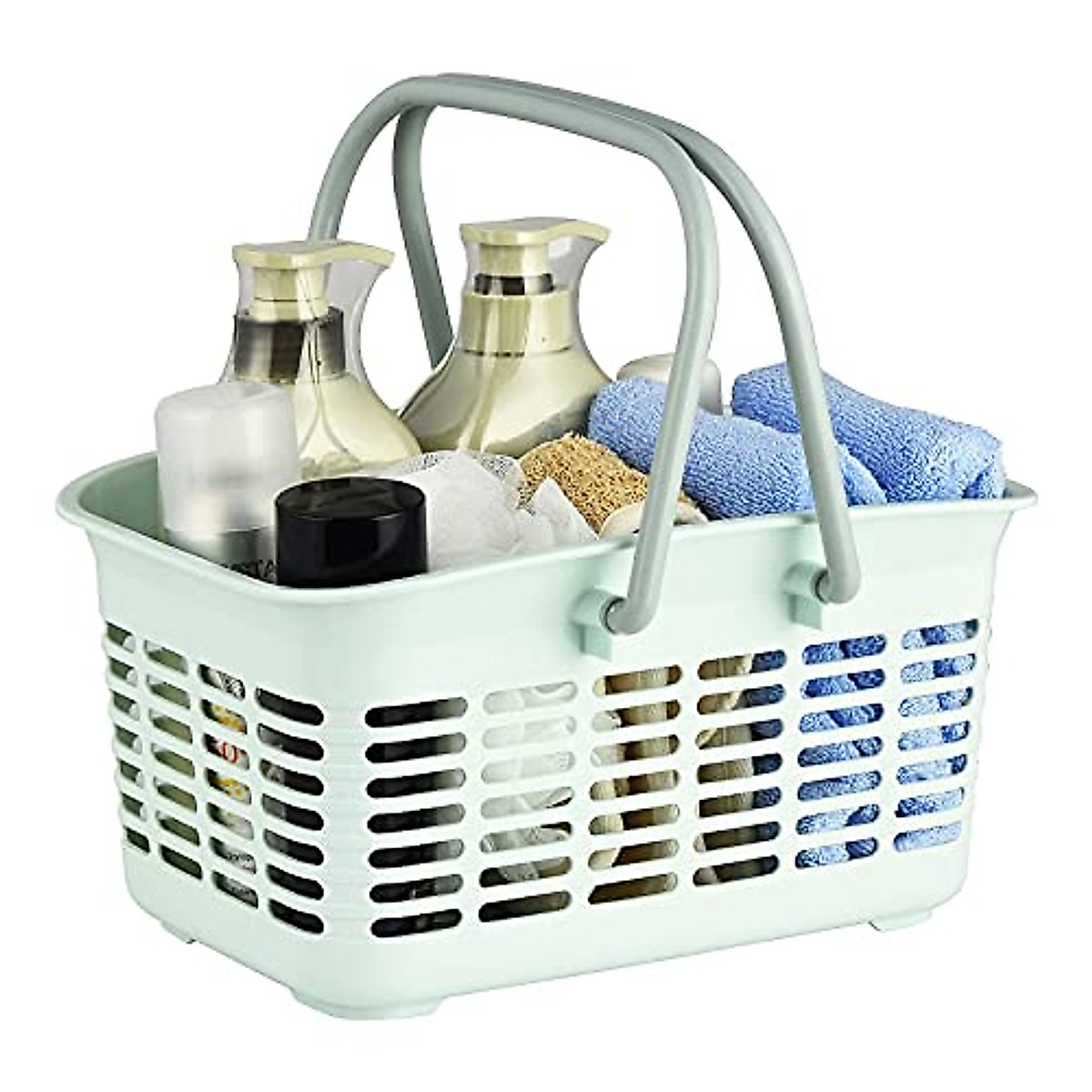 ALINK Large White Plastic Storage Caddy + Green Plastic Shower Caddy Basket