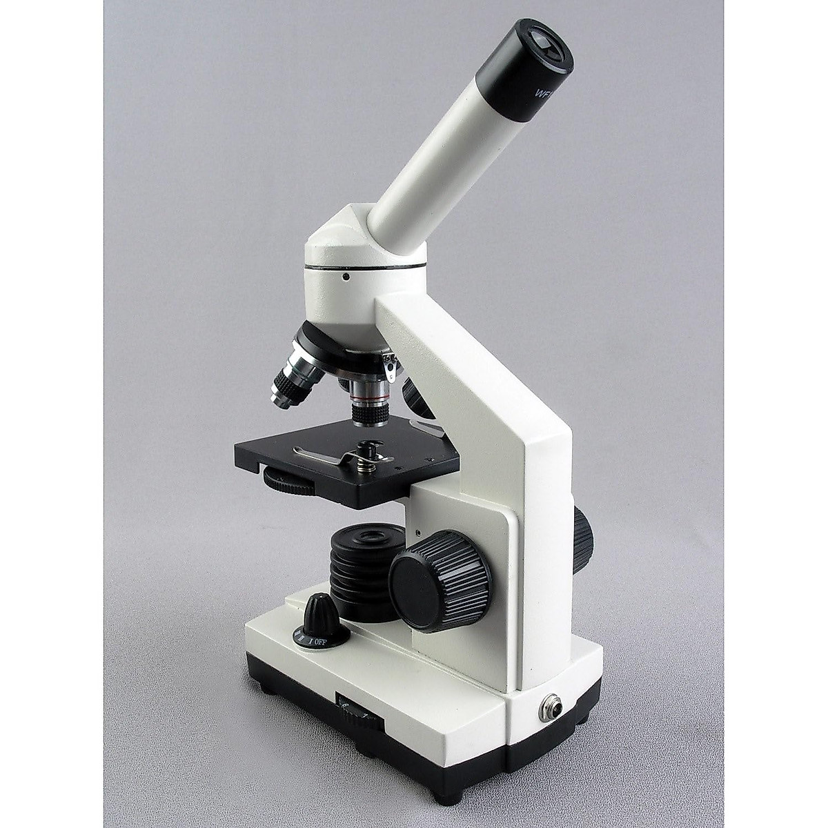 AmScope M110 Series Cordless LED Metal Frame Compound Microscope - 40X-1000X Magnification - Features Coarse Focusing Knobs - Includes 10-Piece Prepared and Blank Glass Microscope Slides