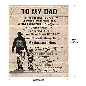 Dad Gifts from Son, Dad Blanket 60"x50", Birthday Gifts for Dad, Best Dad Gifts Ideas for Father, Bonus Dad Gifts for Men Valentines Anniversary Fathers Day Christmas, to My Dad Throw Blankets