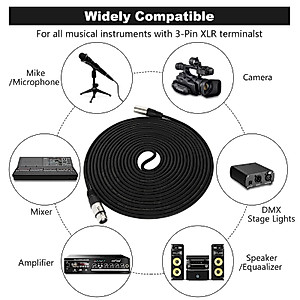 CYEAH XLR Microphone Cables 20 Ft - 5 Pack, Premium XLR Male to Female XLR Cable 3 Pin, XLR Cable Mic Cable Patch Cords for Microphone, Audio, Speaker, Black