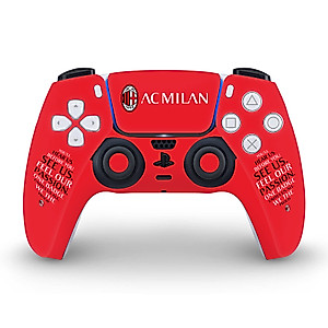 Head Case Designs Officially Licensed AC Milan Typography Art Matte Vinyl Faceplate Sticker Gaming Skin Decal Cover Compatible With Sony PlayStation 5 PS5 Disc Edition Console & DualSense Controller