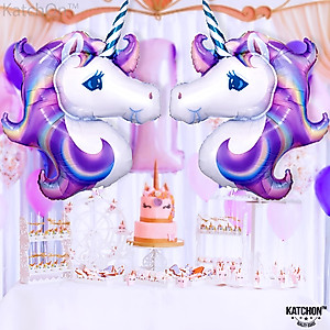 KatchOn, Huge Purple Unicorn Balloons - 43 Inch, Unicorn Head Balloon | Unicorn Mylar Balloons for Unicorn Party Decorations | Purple Unicorn Birthday Decorations for Girls | Unicorn Party Supplies