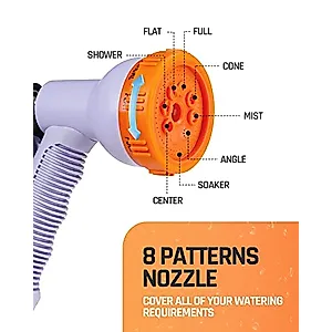 FIILPOW 1/2 Inch 100 FT Retractable Garden Hose Reel, Slow & Safe Return System, Water Hose Reel with Brass Connector, Double Lock Design, 8 Patterns Nozzle, 180° Swivel for Garden Watering