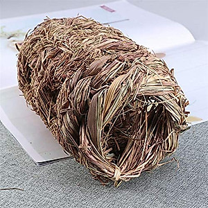 Small Animals Hideout House Grass Hideaway Tunnel Chew Toys Activity Center Nest Hut for Hamsters Guinea-Pig Gerbils Chinchillas (2 Pack Hideout Tunnel 7.5"×3.7")