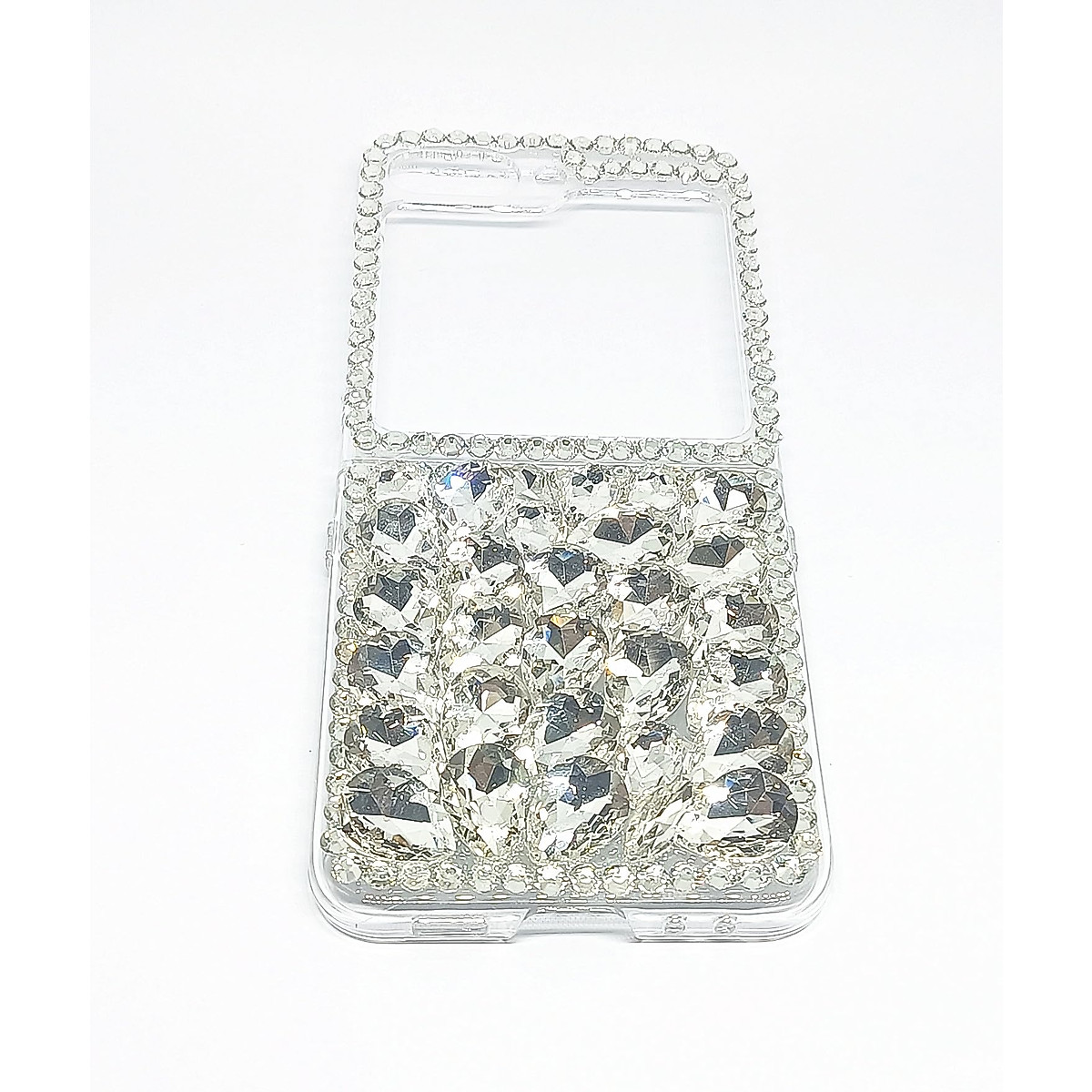 Aikukiki Case for Galaxy Z Flip 5,Galaxy Z Flip 5 5G Case,3D Handmade Sparkle Stunning Stones Crystal Diamond Bling Glitter Phone Case for Samsung Galaxy Z Flip 5 5G (2023) (Full White)